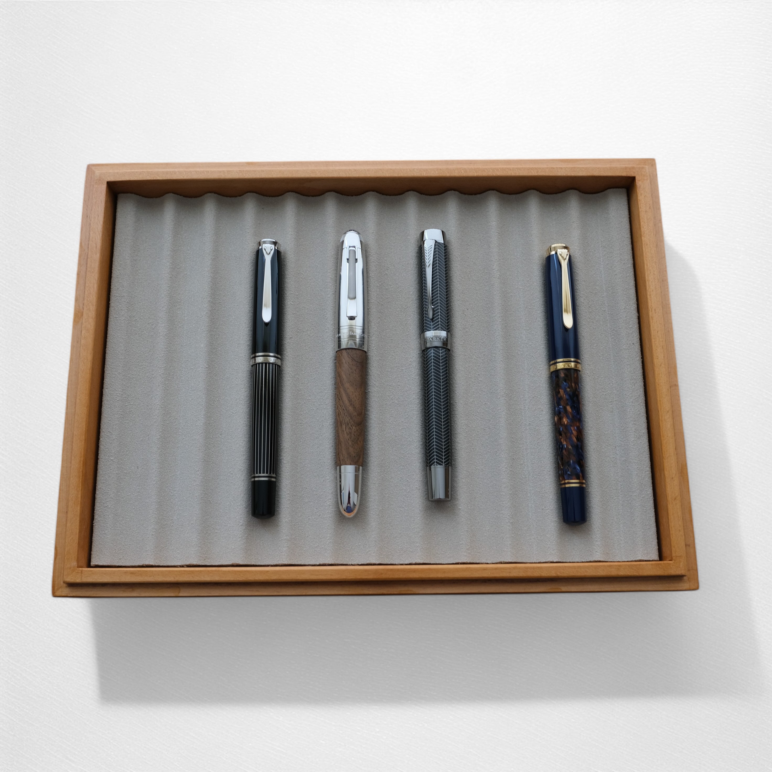 A010 - SOLID WOOD STACKABLE PEN TRAY (WITHOUT GLASS LID)